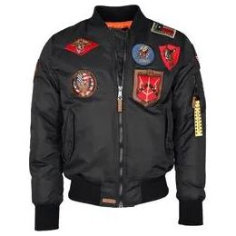 Bomberjacke Top Gun "im Pilotenstil mit Patches TG20191053" Gr. 52 (L), schwarz Herren Jacken