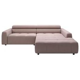 Ecksofa 3C Candy "Denver auch mit Cord- und Easy care-Bezug, Kopfteilverstellung L-Form" Sofas Gr. B/H/T: 258cm x 68cm x 217cm, Cord, Ottomane rechts, motorische Sitztiefenverstellung im 1,5-Sitzer, rosa wahlweise. mit motorischer Sitztiefenverstellung