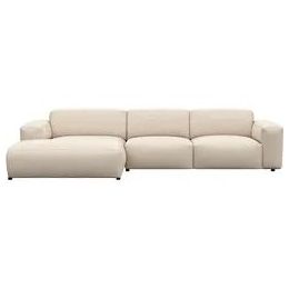 Ecksofa FLEXLUX "Lucera bequem und komfortabel durch hochwertigen Sitzaufbau, L-Form" Sofas Gr. B/H/T: 319cm x 73cm x 171cm, Echtleder, Chaiselongue links, weiß (warm weiß) modern & anschmiegsam, Kaltschaum, Stahl-Wellenunterfederung