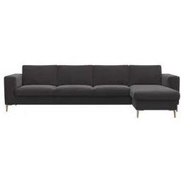 Ecksofa FLEXLUX "Fiore, super Sitzkomfort durch Kaltschaum im Sitz, L-Form" Sofas Gr. B/H/T: 295cm x 85cm x 159cm, Struktur, grau (charcoal gre) breite Armlehnen, Füße Alu+ Eiche