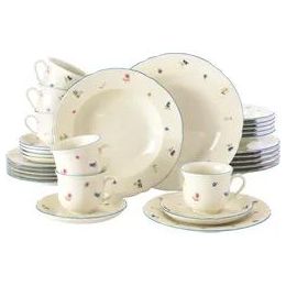 Kombiservice Seltmann Weiden "Geschirr-Set, Service Marie-Luise" Geschirr-Sets Gr. 30 tlg., beige (elfenbeinfarben) wunderschöner Farbdekor, Made in Germany, 30 Teile, für 6 Personen