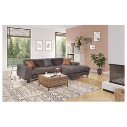 Ecksofa COTTA "Komaris L-Form", grau (anthrazit), B:244cm H:72cm T:166cm, 94% POLYESTER (PES) 6%POLYAMID (PA), Sofas, mit Kopfteilverstellung, wahlweise Bettfunktion,Stauraum & Beleuchtung, Topseller