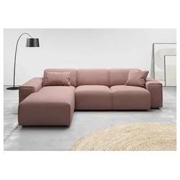 Ecksofa Andas "Glimminge L-Form auch in Breitcord, Feincord + Easy care-Bezug" Sofas Gr. B/H/T: 264cm x 71cm x 191cm, Feincord, Ottomane rechts, rosa (rosé) Breite 264, Zierkissen