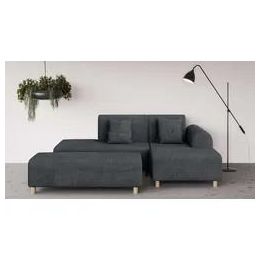 Ecksofa Inosign "Suyala" Sofas Gr. B/H/T: 258cm x 85cm x 168cm, Chenilleoptik, Recamiere rechts, mit Hocker, grau (anthrazit) L-Form mit Hocker