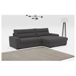 Ecksofa COTTA "Cappa L-Form" Sofas Gr. B/H/T: 295cm x 93cm x 163cm, Flachgewebe LEINENOPTIK, Recamiere rechts, ohne Bettkasten und ohne Bettfunktion, grau (dark grey)