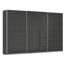 Schwebetürenschrank Rauch "Kleiderschrank Schrank Garderobe AGORDO mit Dekor- oder Hochglanzfront" Schränke Gr. B/H/T: 360cm x 229cm x 62cm, 3 St., grau (graumetallic/hochglanz effektgrau) durchdachte Innenausstattung, in 4 Breiten und 2 Höhen MADE IN GERMANY