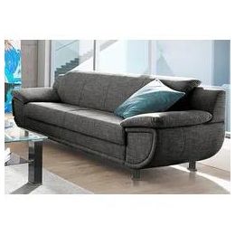 3-Sitzer Trendmanufaktur "Rondo, Breite 207 cm, breite Armlehnen, Füße schwarz" Sofas Gr. B/H/T: 207cm x 85cm x 94cm, Struktur CORBIN, Mit Federkern, grau (anthrazit-gr) Big-Sofa wahlweise mit Federkern, in verschiedenen Bezügen bestellbar