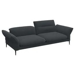 3-Sitzer FLEXLUX "Salino, Funktionssofa, Relaxsofa" Sofas Gr. B/H/T: 248cm x 88cm x 105cm, Lederoptik, grau (shark grey) Sofa mit Arm- und Kopfteil-Verstellungen, Kaltschaum & Stahl-Wellen