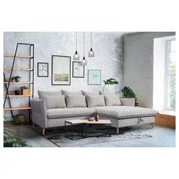 Ecksofa exxpo - SOFA FASHION "WALPY" Sofas Gr. B/H/T: 274cm x 88cm x 170cm, Cord POSO, Recamiere rechts, mit Bettfunktion und Bettkasten, beige L-Form, wahlweise mit Bettfunktion und Bettkasten, in Cord