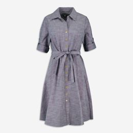 TK Maxx Dunkelblaues Hemd-Midikleid mit Melange-Muster