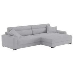 Ecksofa Inosign "Marcello" Sofas Gr. B/H/T: 310cm x 90cm x 184cm, Cord, Bettfunktion links-Recamiere rechts, grau (stripes 8637 warm grau) inklusive EasyBett und Bettkasten