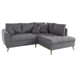 Ecksofa Home Affaire "Blackburn II, L-Form" Sofas Gr. B/H/T: 224cm x 90cm x 191cm, Luxus-Microfaser Lederoptik, Ottomane rechts, grau (graphit) Mit Kaltschaumpolsterung bis 140 kg belastbar