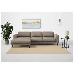 Ecksofa Trendmanufaktur "Lumber Jack, elegantes Designsofa, L-Form" Sofas Gr. B/H/T: 280cm x 85cm x 167cm, Struktur, Recamiere links-Bettfunktion rechts, mit Bettfunktion-mit Bettkasten, braun (schlamm) wahlweise mit Bettfunktion u. Bettkasten