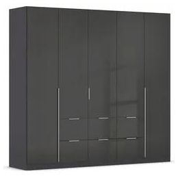 Drehtürenschrank Rauch "Kleiderschrank Schrank Garderobe AGORDO mit Dekor- oder Hochglanzfront" Schränke Gr. B/H/T: 226cm x 210cm x 54cm, 5 St., grau (graumetallic/hochglanz effektgrau) mit Außenschubkästen, in 6 Breiten und 2 Höhen MADE IN GERMANY