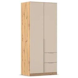 Drehtürenschrank Rauch "Kleiderschrank Schrank Garderobe AGORDO mit Dekor- oder Hochglanzfront" Schränke Gr. B/H/T: 91cm x 210cm x 54cm, 2 St., braun (eiche artisan/champagner) mit Außenschubkästen, in 6 Breiten und 2 Höhen MADE IN GERMANY