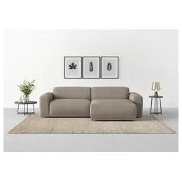 Ecksofa Trendmanufaktur "Braga, mit hochwertigem Kaltschaum, L-Form, in Cord erhältlich" Sofas Gr. B/H/T: 255cm x 72cm x 160cm, Struktur LORD, Recamiere rechts, braun (schlamm) modernes Sofa, Couch mit hohem Sitzkomfort, 25572160 cm (BHT)