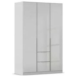 Drehtürenschrank Rauch "Kleiderschrank Kleiderschränke Schrank Garderobe AGORDO mit Glasfront" Schränke Gr. B/H/T: 136 cm x 210 cm x 54 cm, 3 St., grau (seidengrau, glas seidengrau) mit Außenschubkästen, in 6 Breiten und 2 Höhen MADE IN GERMANY