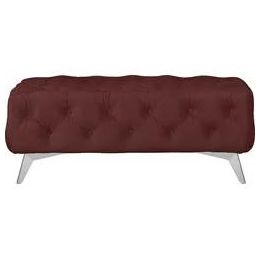 Polsterhocker LEONIQUE "Amaury" Hocker Gr. B/H/T: 120cm x 45cm x 80cm, Samtoptik, Füße chromfarben, rosa (rose) Chesterfield-Optik, Breite 120cm, Fußfarbe wählbar