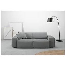 2,5-Sitzer Andas "Glimminge auch in Breitcord, Feincord + Easy care-Bezug" Sofas Gr. B/H/T: 214cm x 71cm x 101cm, Easy care, grau besondere Kedernähte, Zierkissen