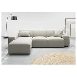 Ecksofa Andas "Glimminge L-Form auch in Breitcord, Feincord + Easy care-Bezug" Sofas Gr. B/H/T: 264cm x 71cm x 191cm, Easy care, Ottomane rechts, grau (hellgrau) Breite 264, Zierkissen