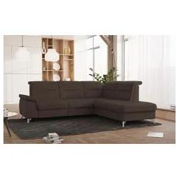 Sit & More Ecksofa SIT & MORE "Astoria L-Form" Sofas Gr. B/H/T: 260cm x 91cm x 175cm, Microfaser, Recamiere rechts, ohne Kopfteilverstellung-ohne Armlehnfunktion-ohne Relaxfunktion motorisch im Sofa 2,5-sitzig-ohne Relaxfunktion motorisch in Recamiere, braun wahlweise mit motorischer Relaxfunktion