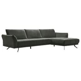 Ecksofa DIE PLANBAR "MP-IN20041 L-Form" Sofas Gr. B/H/T: 285cm x 84cm x 178cm, Velours, Ottomane rechts, ohne Funktion, grün (olive) optional Sitztiefenverstellung und Kopfstützen