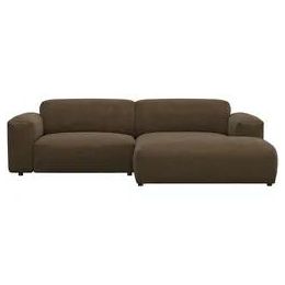 Ecksofa FLEXLUX "Lucera Chaislongue rechts oder links" Sofas Gr. B/H/T: 257cm x 73cm x 171cm, Lederoptik, Chaiselongue rechts, braun (camel brown) modern & anschmiegsam, Kaltschaum, Stahl-Wellenunterfederung