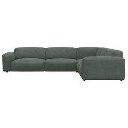 Ecksofa FLEXLUX "Lucera, super bequem durch hochwertigen Sitzaufbau mit Kaltschaum" Sofas Gr. B/H/T: 319cm x 73cm x 285cm, Struktur, Schenkel rechts, grün (dusty grün) modern & anschmiegsam, L-Form, Designsofa