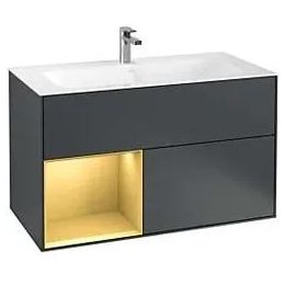 Villeroy & Boch Villeroy und Boch Finion Waschtischunterschrank G030HFHG 99,6x59,1cm, Wandbeleuchtung, Regal links Gold matt, Midnight Blue Matt Lacquer