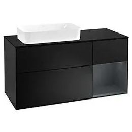 Villeroy & Boch Villeroy und Boch Finion Waschtischunterschrank F282HGPD 120cm, Abdeckplatte black matt, Regal rechts Midnight Blue Matt Lacquer, Black matt lacquer