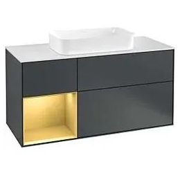 Villeroy & Boch Villeroy und Boch Finion Waschtischunterschrank F291HFHG 120cm, Abdeckplatte white matt, Regal links Gold matt, Midnight Blue Matt Lacquer