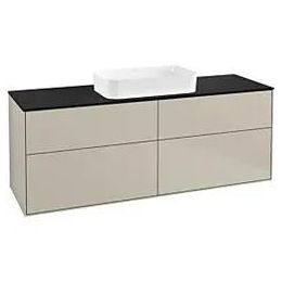 Villeroy & Boch Villeroy und Boch Finion Waschtischunterschrank F32200HH 160x60,3cm, Abdeckplatte black matt, Sand Matt Lacquer