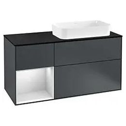 Villeroy & Boch Villeroy und Boch Finion Waschtischunterschrank G272MTHG 120cm, Abdeckplatte black matt, Emotion, Regal links White matt lacquer, Midnight Blue Matt Lacquer