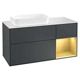 Villeroy & Boch Villeroy und Boch Finion Waschtischunterschrank G281HFHG 120cm, Abdeckplatte white matt, Emotion, Regal rechts Gold matt, Midnight Blue Matt Lacquer