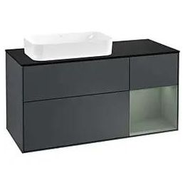 Villeroy & Boch Villeroy und Boch Finion Waschtischunterschrank G282GMHG 120cm, Abdeckplatte black matt, Emotion, Regal rechts Olive Matt Lacquer, Midnight Blue Matt Lacquer