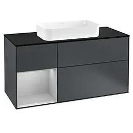 Villeroy & Boch Villeroy und Boch Finion Waschtischunterschrank G292GJHG 120cm, Abdeckplatte black matt, Emotion, Regal links Light grey matt, Midnight Blue Matt Lacquer