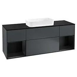 Villeroy & Boch Villeroy und Boch Finion Waschtischunterschrank G332PDHG 160cm, Abdeckplatte black matt, Emotion, Regale Black matt lacquer, Midnight Blue Matt Lacquer