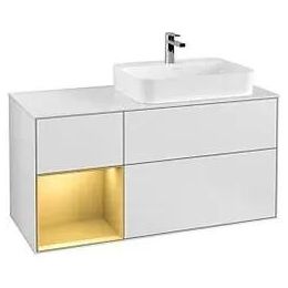 Villeroy & Boch Villeroy und Boch Finion Waschtischunterschrank G391HFMT 120cm, Abdeckplatte white matt, Emotion, Regal links Gold matt, White matt lacquer