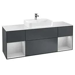 Villeroy & Boch Villeroy und Boch Finion Waschtischunterschrank G451GJHG 160cm, Abdeckplatte white matt, Emotion, Regale Light grey matt lacquer, Midnight Blue Matt Lacquer