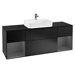 Villeroy & Boch Villeroy und Boch Finion Waschtischunterschrank G452GKPD 160cm, Abdeckplatte black matt, Emotion, Regale Anthracite matt lacquer, Black matt lacquer