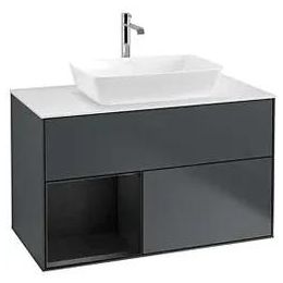 Villeroy & Boch Villeroy und Boch Finion Waschtischunterschrank G771PDHG 100cm, Abdeckplatte white matt, Emotion, Regale Black matt lacquer, Midnight Blue Matt Lacquer