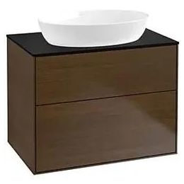 Villeroy & Boch Villeroy und Boch Finion Waschtischunterschrank G99200GN 80x60,3cm, Emotion, Abdeckplatte black matt, Walnut veneer