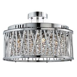 Searchlight Deckenleuchte, Leuchtmittel nicht inklusive, Decken Hänge Lampe Pendel Leuchte Chrom Aluminium Glas Kristalle Wohn