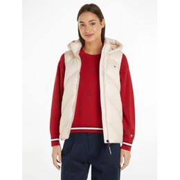 Daunenweste Tommy Hilfiger Gr. L (40), beige, Damen, Web, Obermaterial: 100% Polyamid. Wattierung: 70% Daunen, 30% Federn, unifarben, Westen, mit Logostickerei