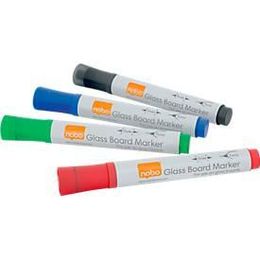 NOBO Glas-Whiteboard Marker, 4er Set sortiert