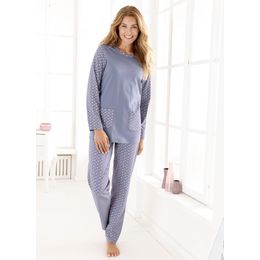 Damen Schlafanzug, Gr. 48, lila, 100% Baumwolle, Homewear-Sets