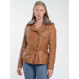 Mustang Damen Bikerjacke "31021540", braun, Gr. S, Obermaterial: 100% Lammleder; Innenfutter: 100% Baumwolle; &Auml;rmelfutter: 100% Polyester;