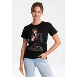 logoshirt Damen T-Shirt "Fantastic Beasts – Newt Scamander", schwarz, Gr. L, bedruckt, 100% Baumwolle, Shirts, mit lizenziertem Print