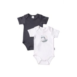 Liliput Jungen Body, Gr. 62, grau, 100% Baumwolle, bedruckt, unifarben, Bodys, im 2er-Pack aus Bio-Baumwolle