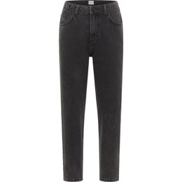 Mom-Jeans Mustang "Style Charlotte Tapered" Gr. 26, Länge 32, schwarz (841 schwarz) Damen Jeans